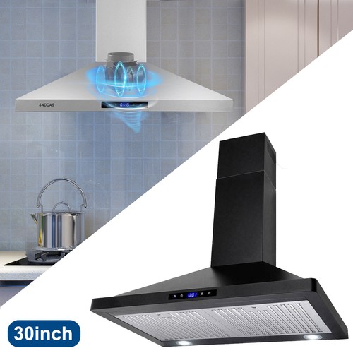 30" Wall Mount Range Hood LCD Display Switch Stainless Steel 350CFM ...