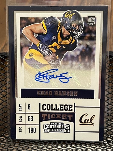 CHAD HANSEN 2017 CONTENDERS COLLEGE TICKET CAL BEARS ROOKIE AUTOGRAPH ...