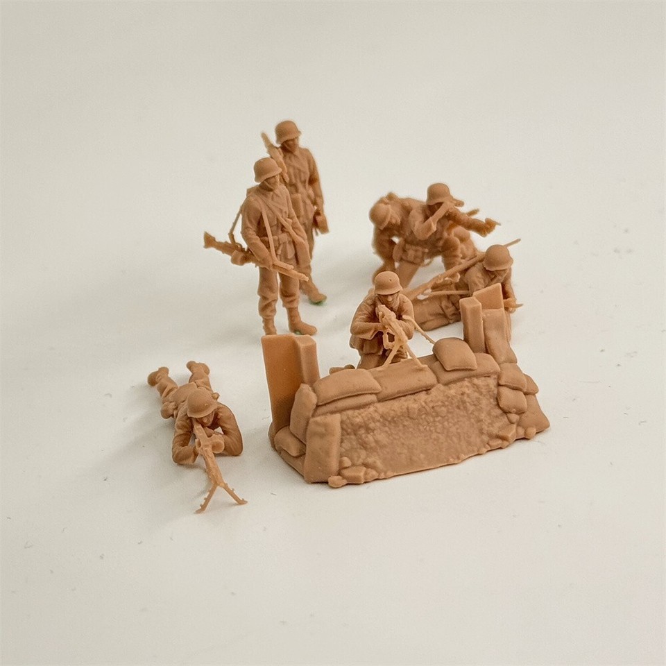 1/72 Scale WW2 MG42 Bunker Fortifications Soldier 7 Figures Resin Model ...