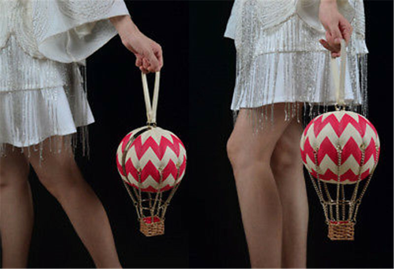 Girl Hot Air Balloon Spherical Shape Rainbow Leather Handbag ...