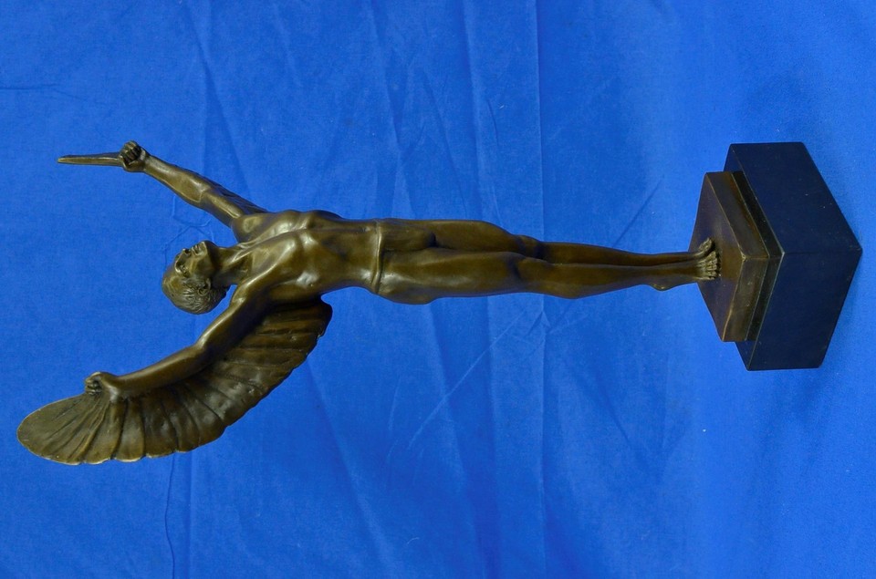 Semi Nude Icarus Rising Bronze Sculpture Statue by Boizot Winged Angel ...