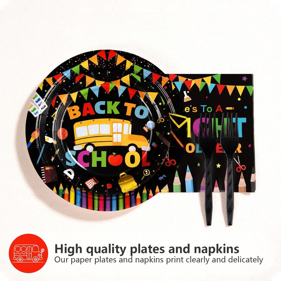 96Pcs Back to School Paper Plates Welcome Back to School Party Supplies ...