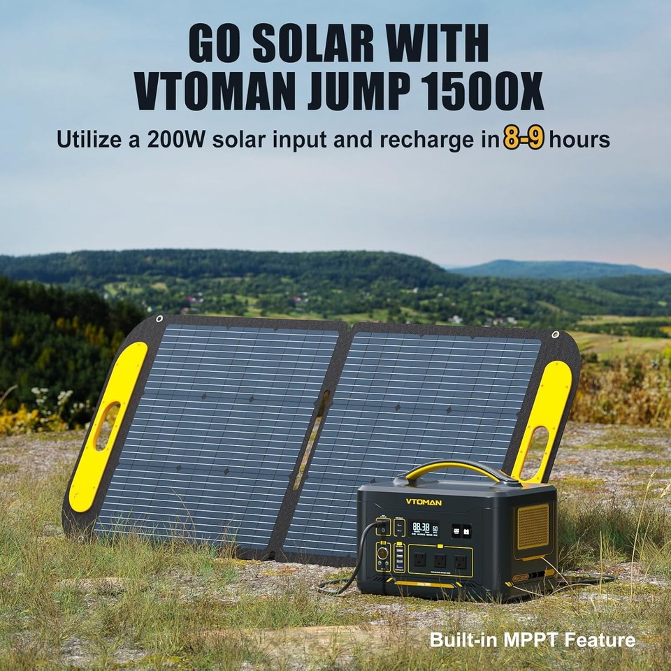 VTOMAN Jump 1500X 1500W/828Wh Portable Power Station with 110W Solar ...
