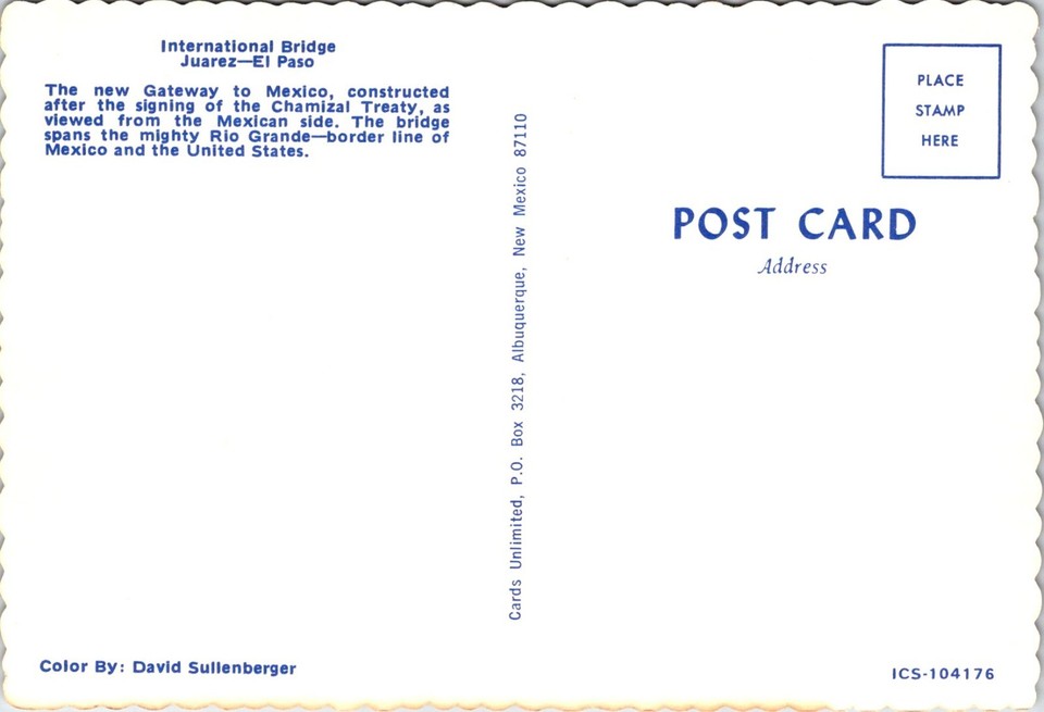 International Bridge El Paso Juarez Mexico VW Beetle Texas Postcard ...