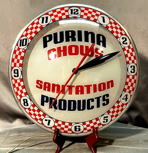 Vintage Purina Chows Sanitation Products Light Up Double Bubble Clock ...