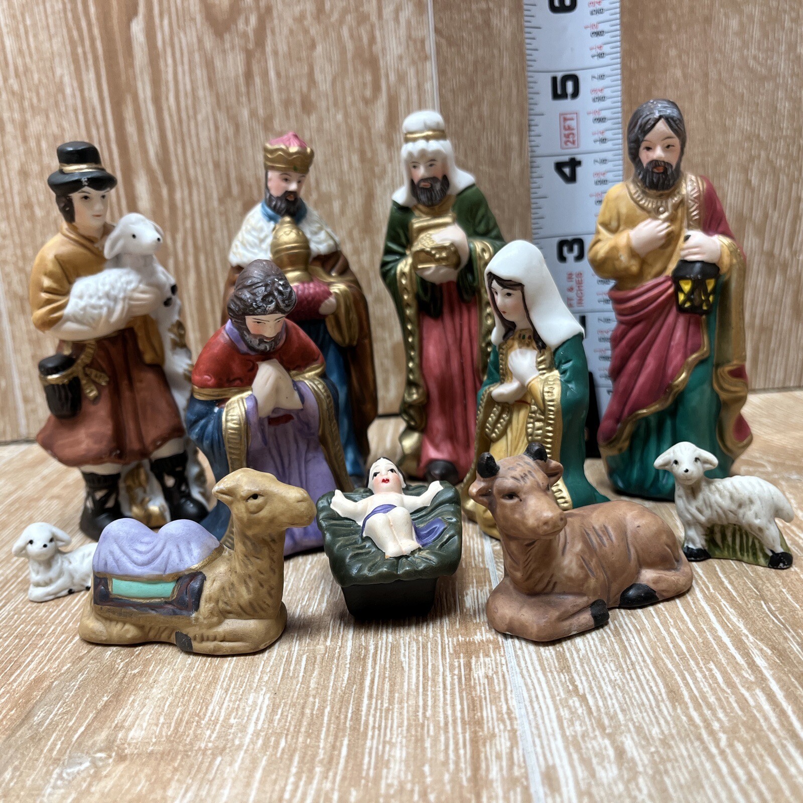Vintage Nativity Set Holiday Time 11 Piece VIBRANT Hand Painted ...