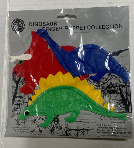 Vintage Pearl Mason Design Felt Dinosaur Finger Puppets Handmade In ...