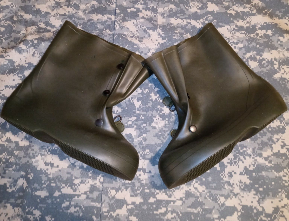 MILITARY OD GREEN RUBBER WATERPROOF OVERBOOTS GALOSHES BOOTS US SIZE 10 ...