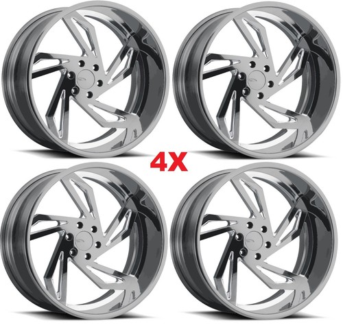 26 PRO BILLET SHOWTIME BRUSHED ALUMINUM WHEELS RIMS FORGED DEEP LIP US ...