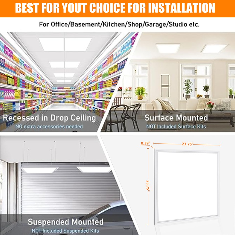 4 Pack 45W LED Flat Panel Light Drop Ceiling Light Commercial Office ...