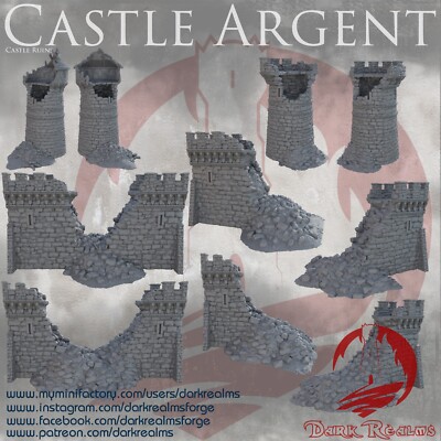 3D Printed Castle Argent Wall Ruins (28mm-32mm Scale) [PTO] | eBay