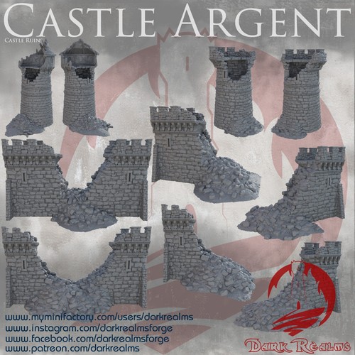3D Printed Castle Argent Wall Ruins (28mm-32mm Scale) [PTO] | eBay
