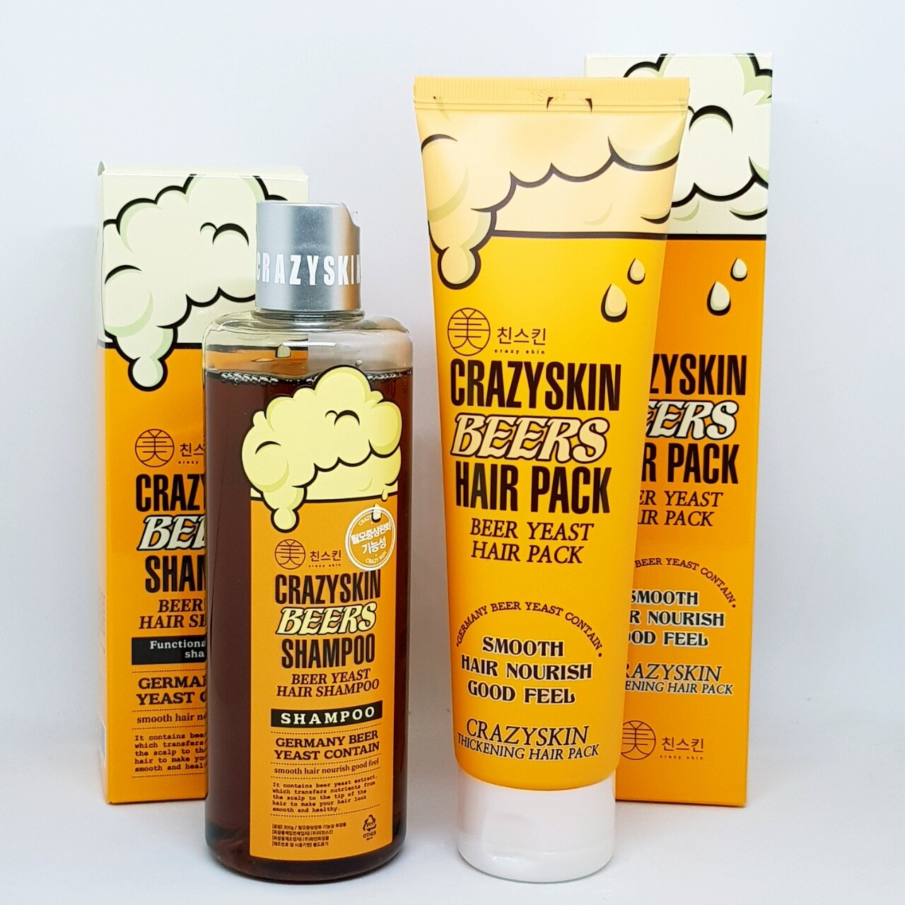 Crazy Skin Beers Shampoo 300g + Beers Yeast Hair Pack 200g Anti Loss K ...