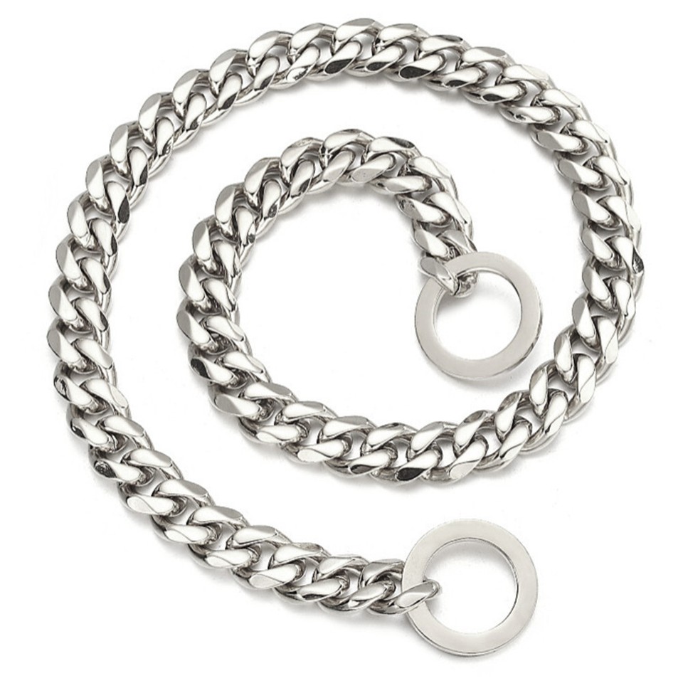 11mm Stainless Steel Curb Cuban Link Chain Dog Collar for S,M,L Dogs | eBay