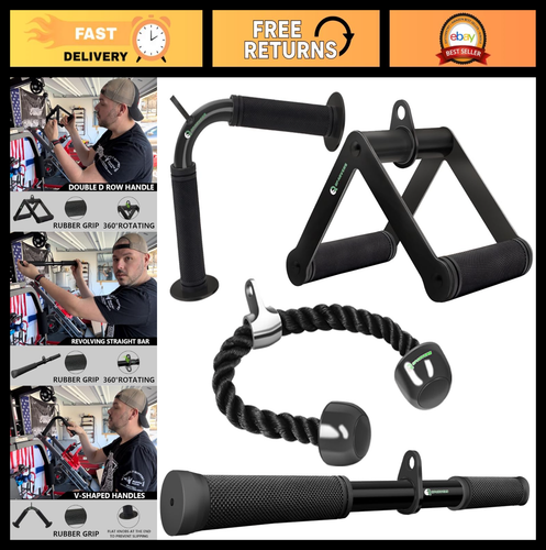 Cable Machine Attachment Set - LAT Pulldown & Weight Machine ...