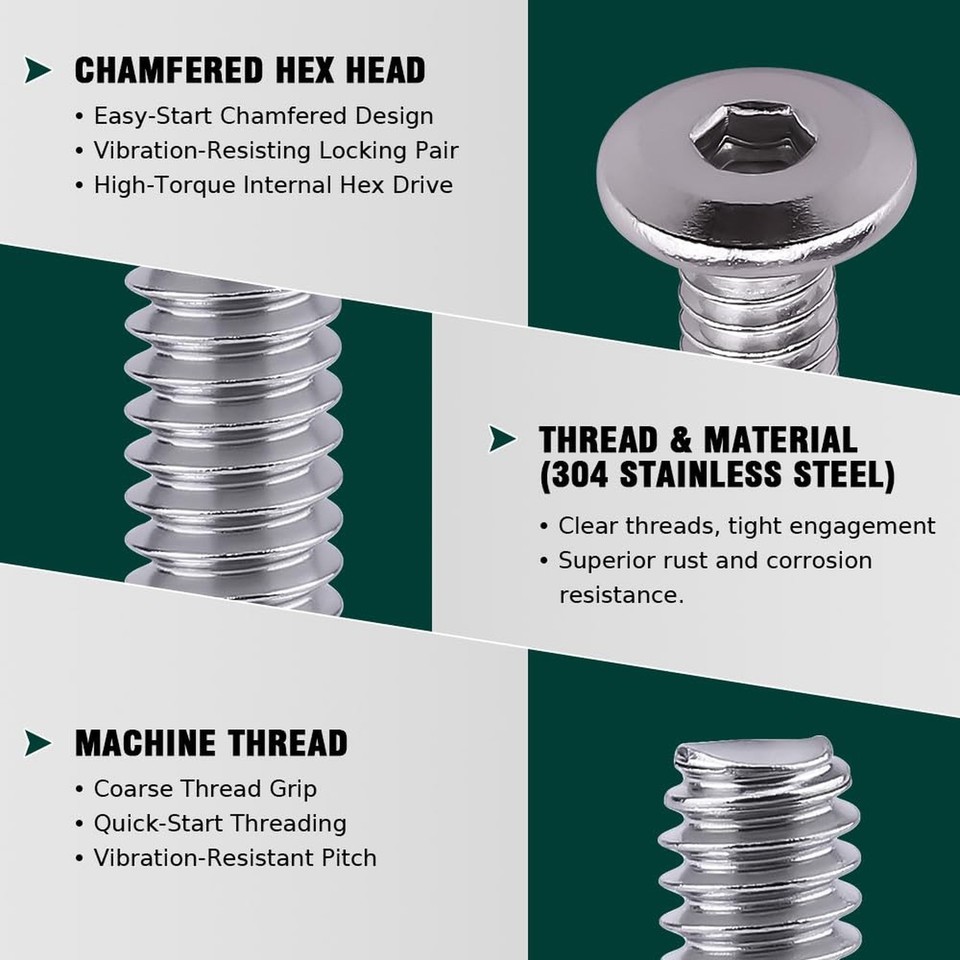 M6 x 20mm Furniture Screws Barrel Nuts Kit, 304 Stainless Steel 18-8 ...