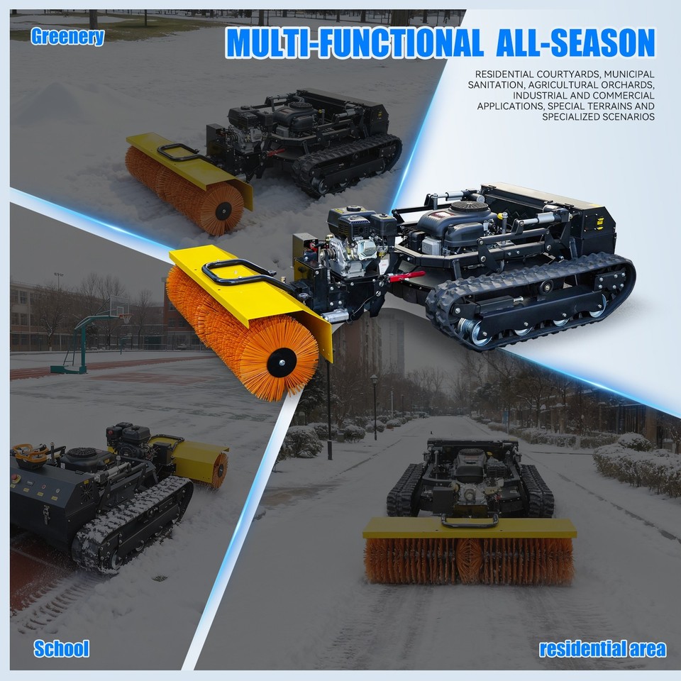 Remote-controlled snow sweeper and lawn mower with detachable snow ...