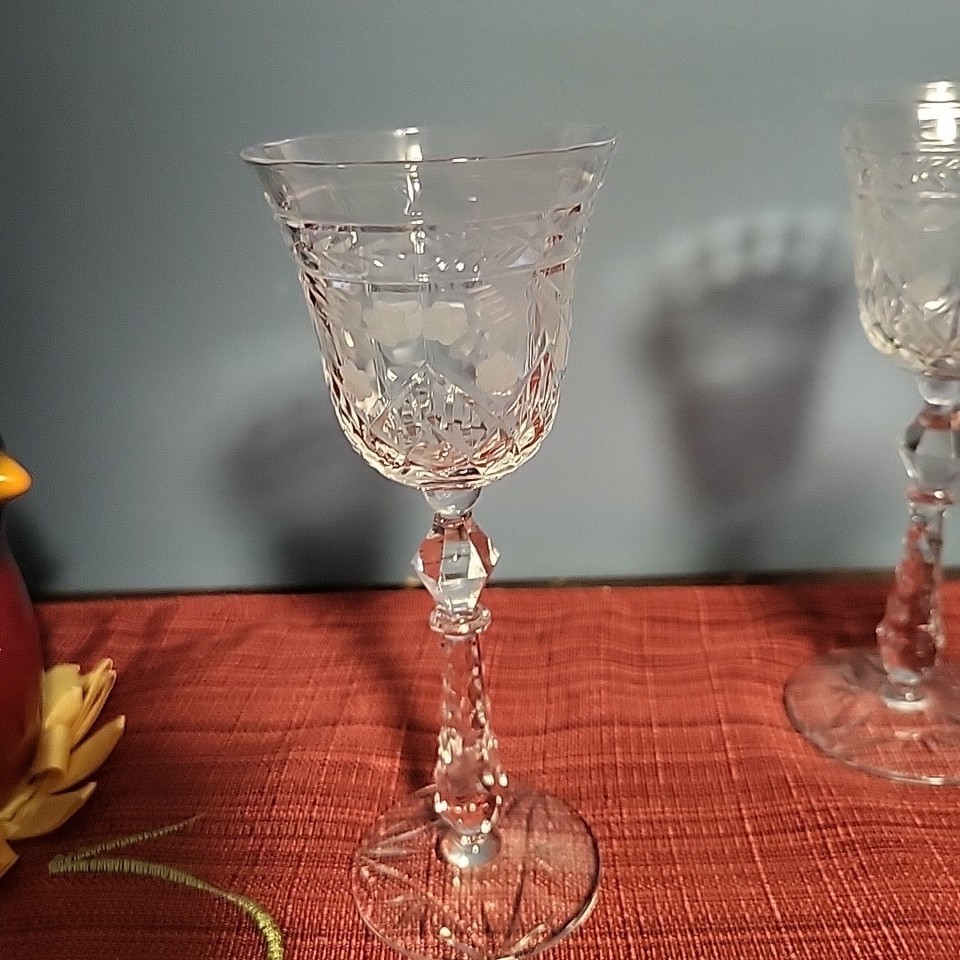 6 etched Libbey Rock Sharpe Marina Crystal cordial glasses 6 in tall | eBay