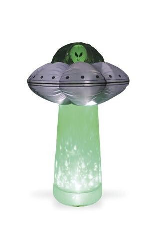 7' Lighted Inflatable Alien UFO w/ Inferno LED Tractor Beam Yard ...