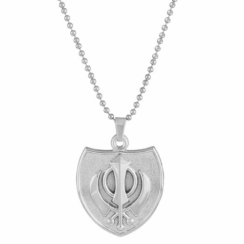 Punjabi Sikh Sardar Stainless Steel Khalsa Shield Khanda Chain Pendant ...
