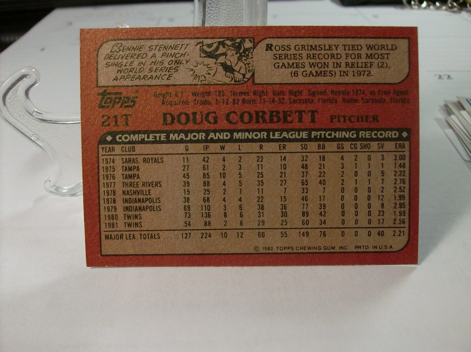 1982 Topps Traded #21T - Doug Corbett - California Angels 82-1944 | eBay