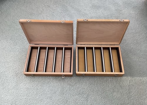 Two 35mm Photographic Slide Storage Case Wooden Box Holder For 100 ...