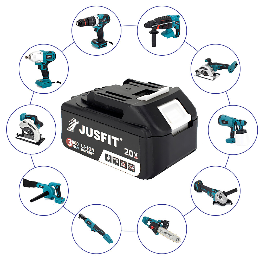 JUSFIT 20V 3.0AH Lithium-Ion Battery Charger For Makita 18V BL1830 ...
