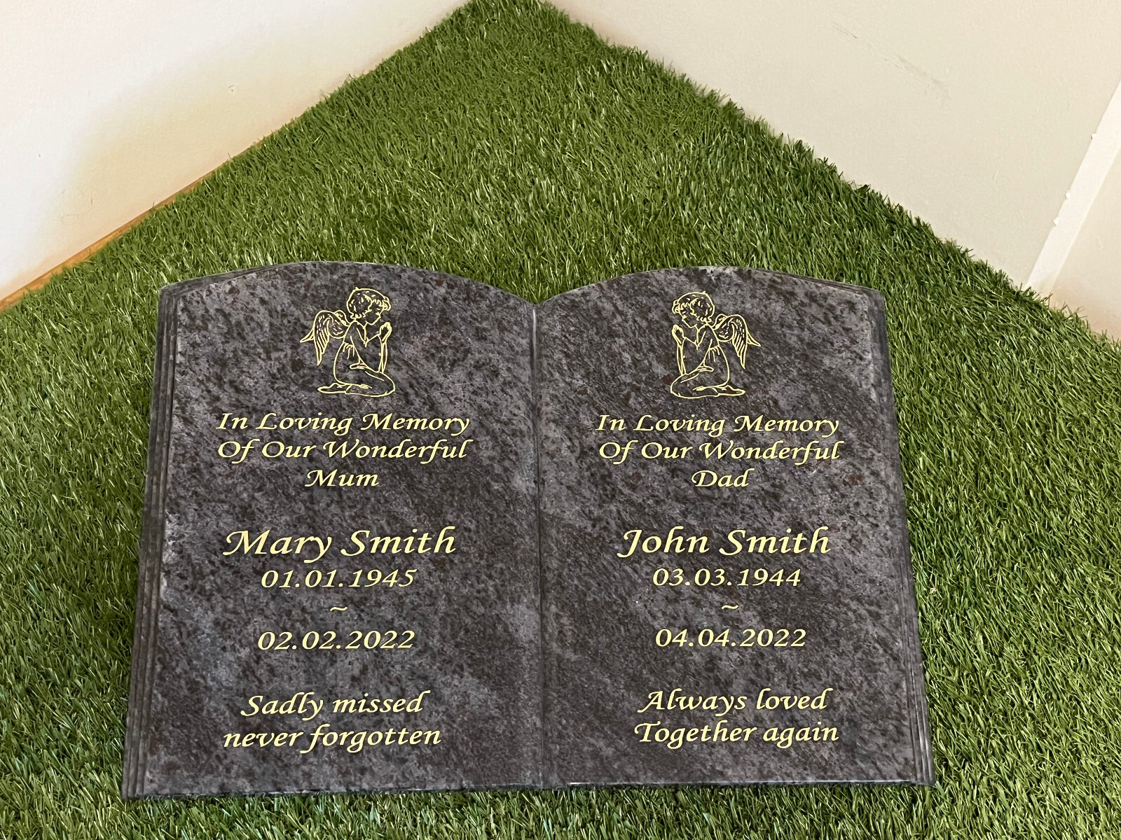 grave plaque memorial stone own wording personalised headstone book ...
