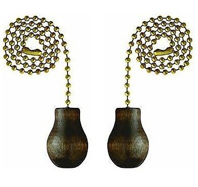 Wooden Knob Pull Chain in Walnut Finish with 12 inch Beaded Chain - 2 ...