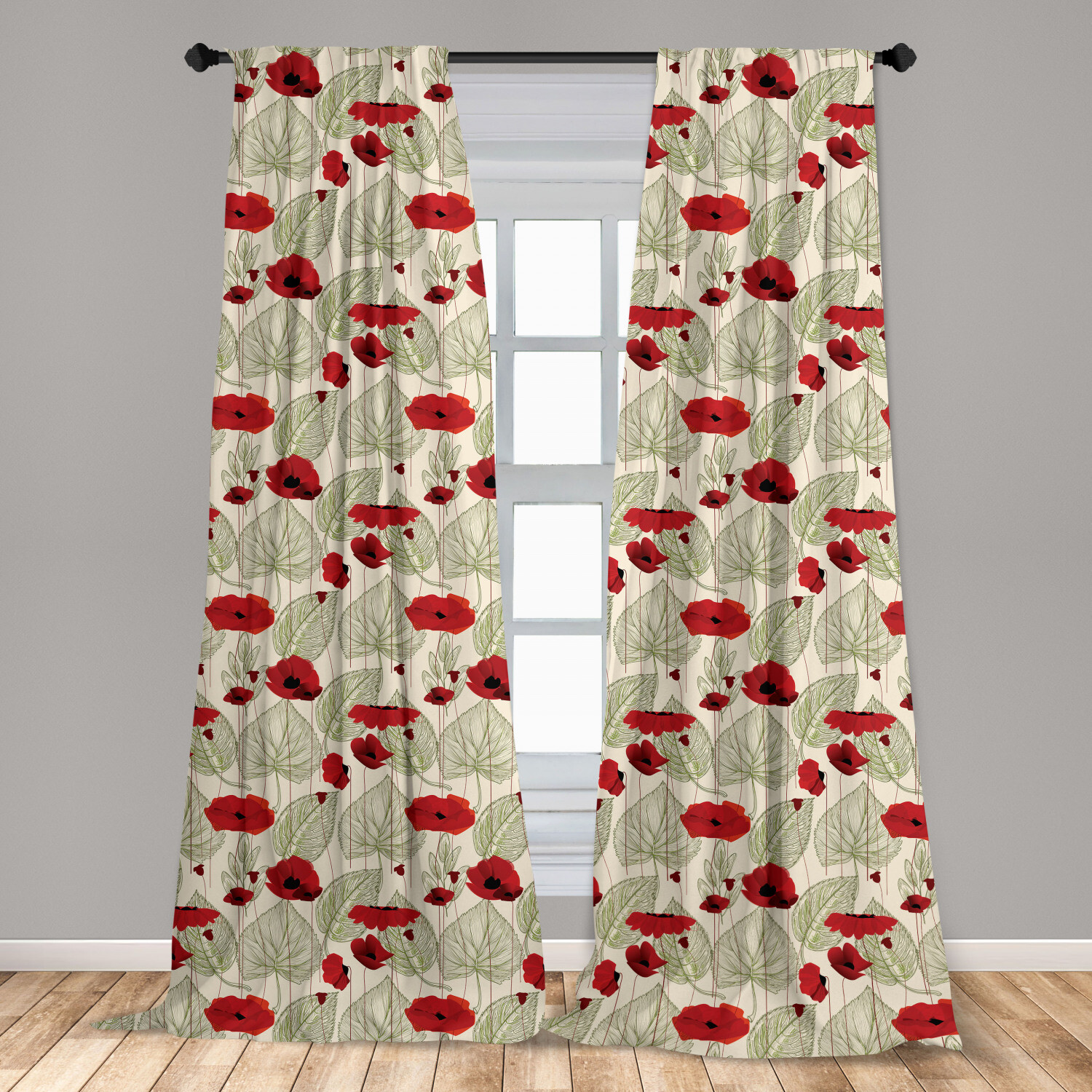 Poppy Microfiber Curtains 2 Panel Set for Living Room Bedroom in 3 ...