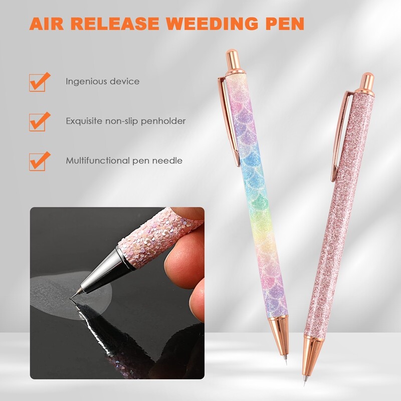 2 Pcs Glitter Weeding Pen Fine Point Pin Pen Weeding Tool for Vinyl Air ...