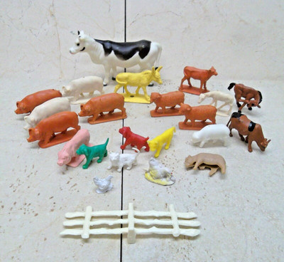 Auburn Farm Animals Rubber Plastic VTG SHEEP Cows PIGS Dogs DONKEY ...