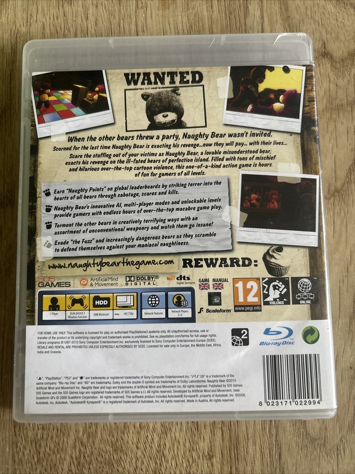 PS3 Naughty Bear PAL Complete With Manual 8023171022994 | eBay