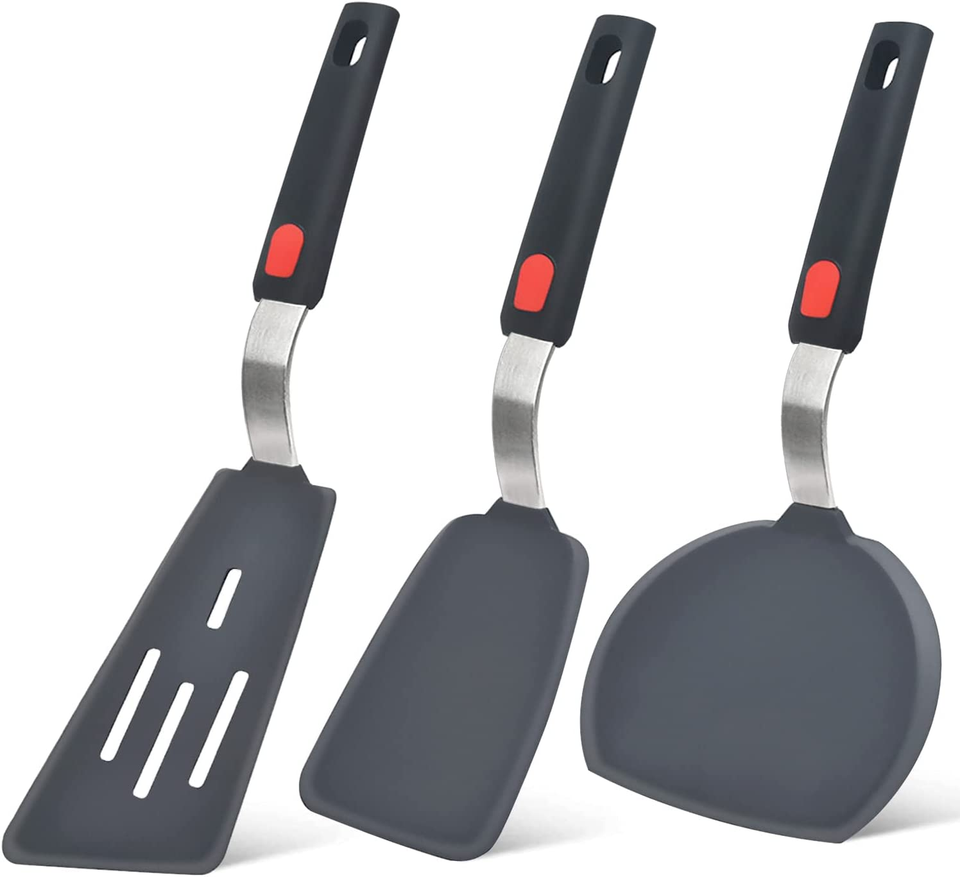 Silicone Spatula Turner Set of 3, Beijiyi 600°F Heat Resistant Cooking ...