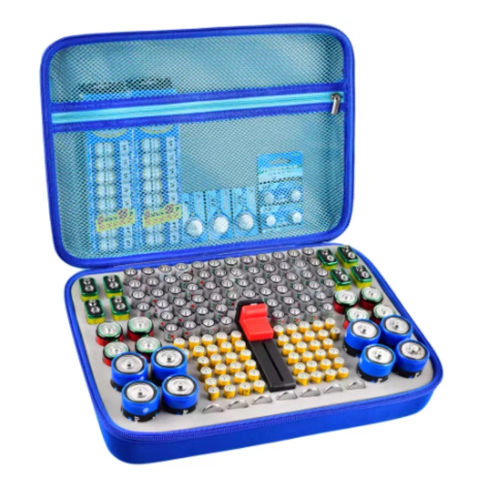 Battery Storage Organizer Tester Carry Case Bag Hold Batteries AA AAA C ...