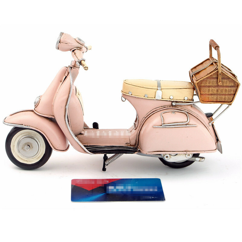 Retro Vespa Scooter Motorcycle Iron Model Handwork Toy Collectible Home ...