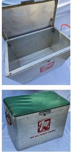 Vintage 1960's Metal 7up 7 Up Soda Pop Embossed Padded Cooler Ice Chest ...