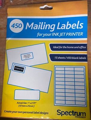 450 Mailing Labels for Inkjet Printers - 15 sheets / 450 labels ...