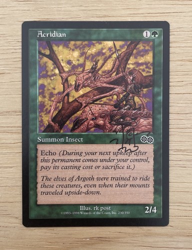 VTG 1998 MTG Magic The Gathering Card Acridian Summon Insect Green Urza ...