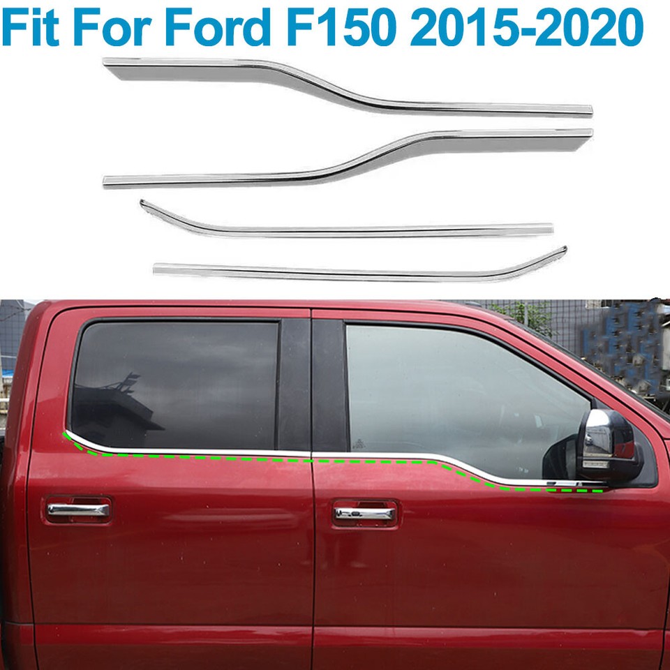 Chrome Door Window Lower Sill Molding Trim Cover Set For Ford F150 ...