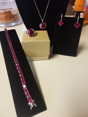 LAB GROWN AUTHENTIC RUBY JEWELRY SET IN 925 STERLING SILVER | eBay
