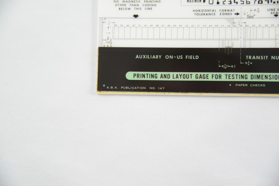 Vintage Glardon Gage Magnetic MICR Code Position Check Layout with ...