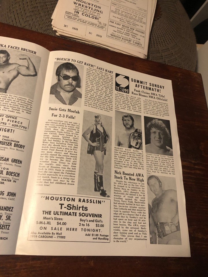 Vintage 06/03/1977 Houston, TX Paul Boesch Wrestling Program NWA/AWA ...