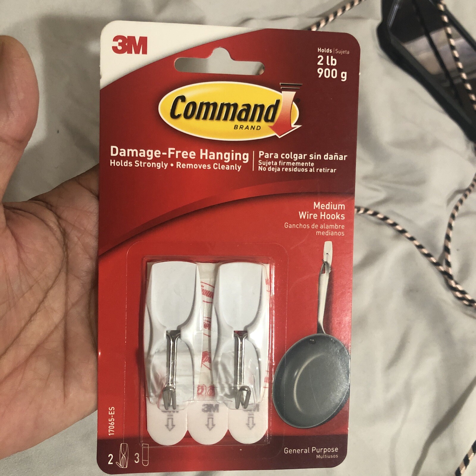 3m Command Medium Wire Hook 2/pkg - 2 White Hooks & 3 Strips for sale online | eBay