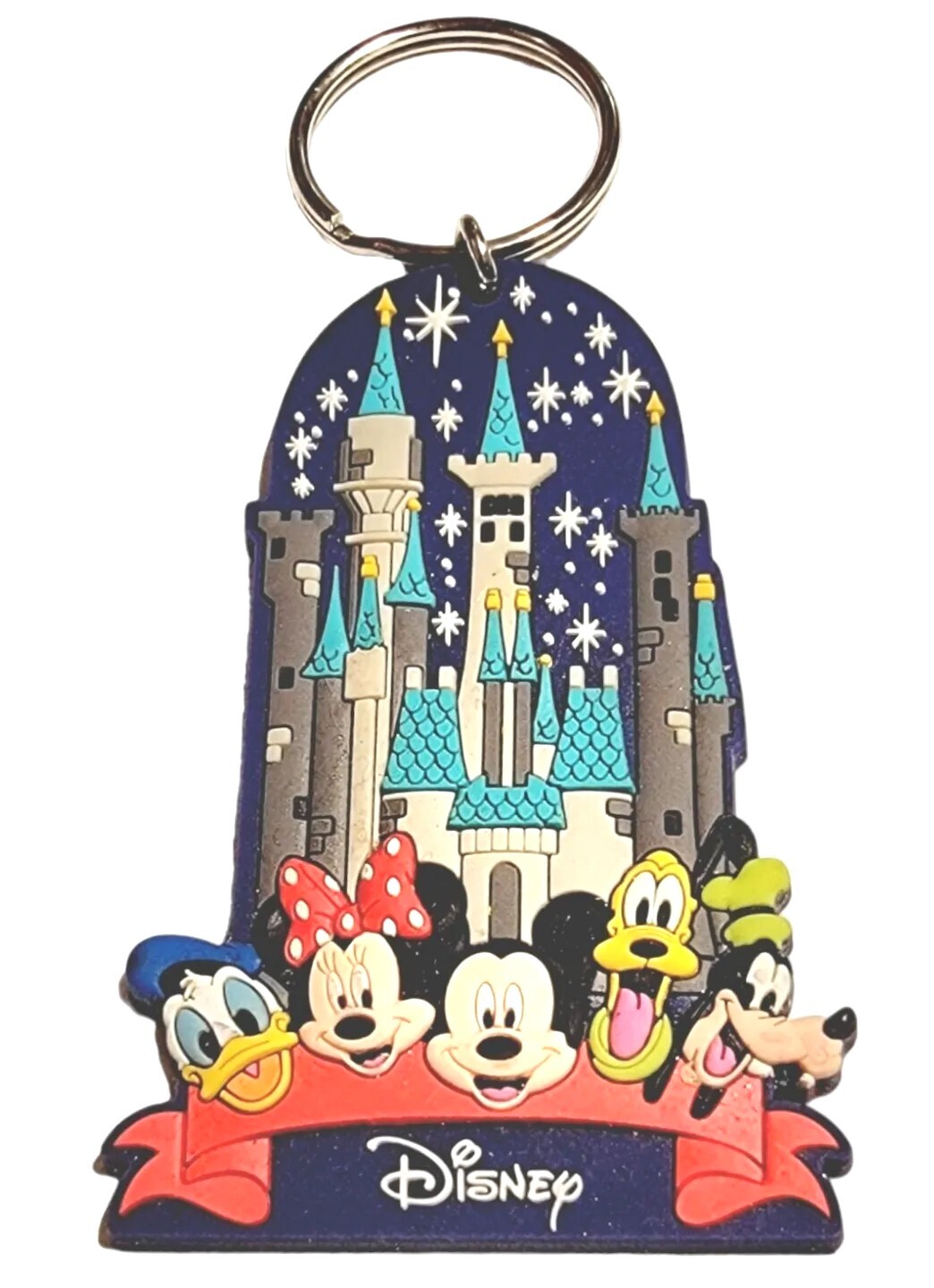 Disney Castle Keychain Mickey, Minnie, Goofy, Pluto, Donald Duck Vinyl ...
