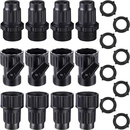 4 Sets Garden Hose Repair Kit Faucet Adapter Connectors Shut Off Valve ...