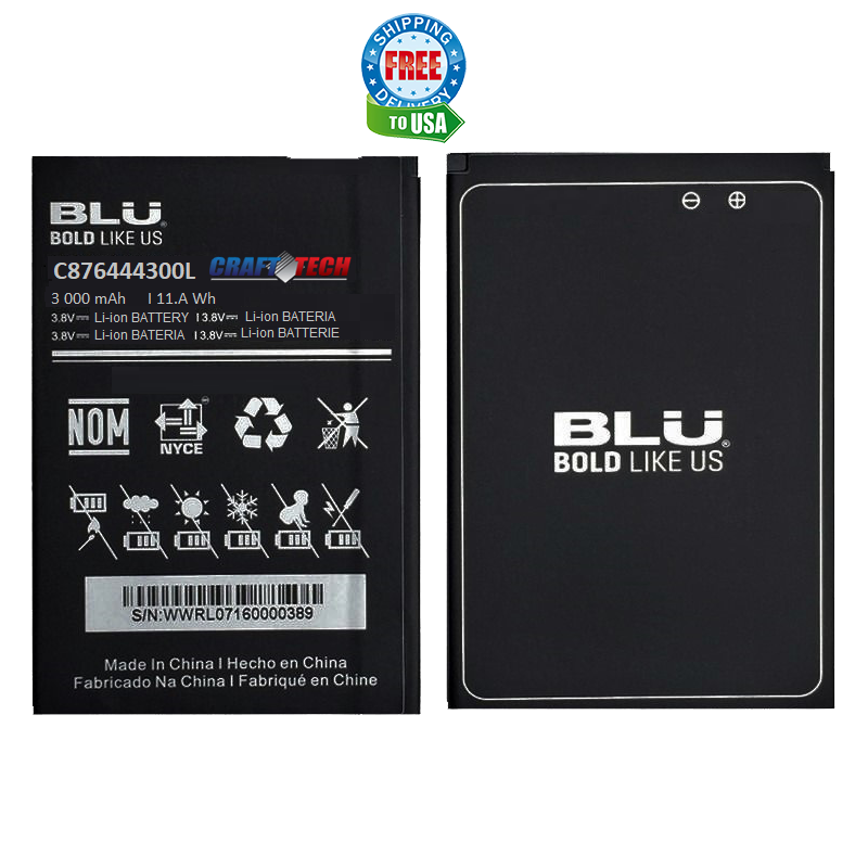 BLU R2 PLUS R210ww Original OEM BLU Battery C876444300L 3000mAh 11.4Wh ...