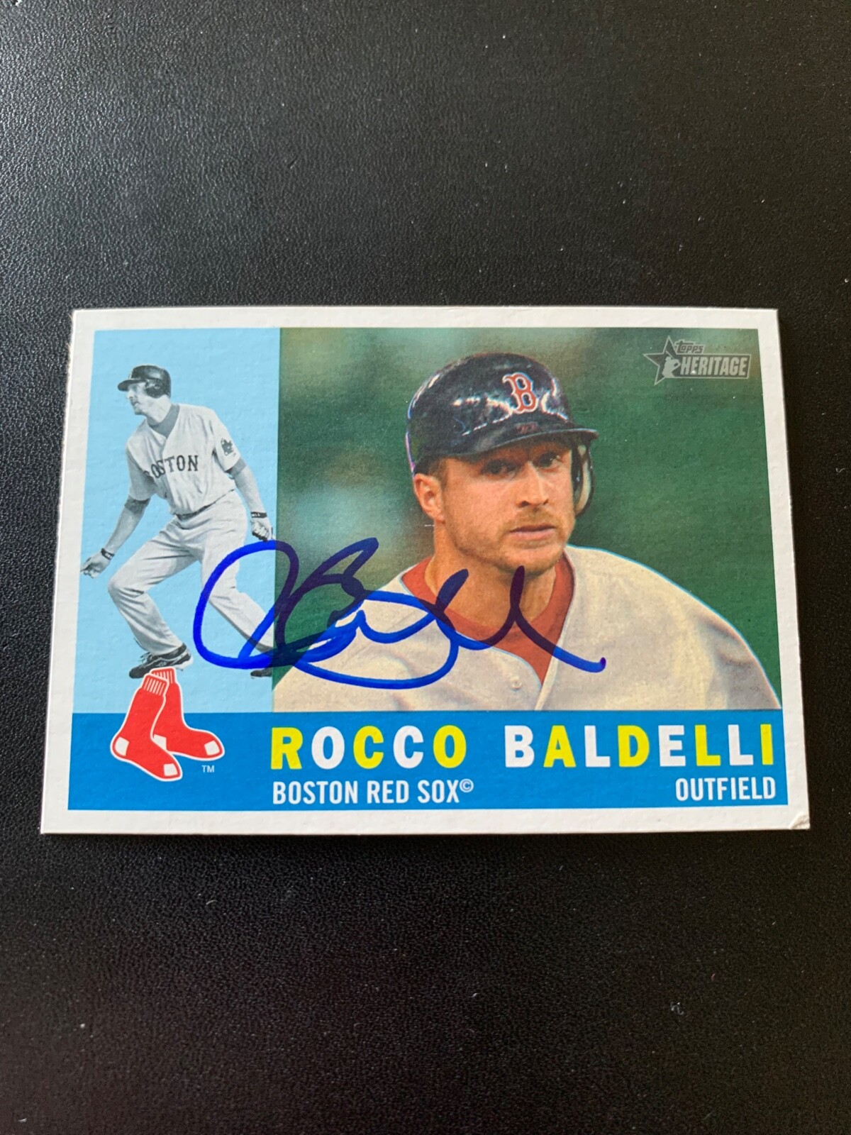 Rocco Baldelli Signed 2009 Topps Heritage Card Boston Red Sox Autograph ...