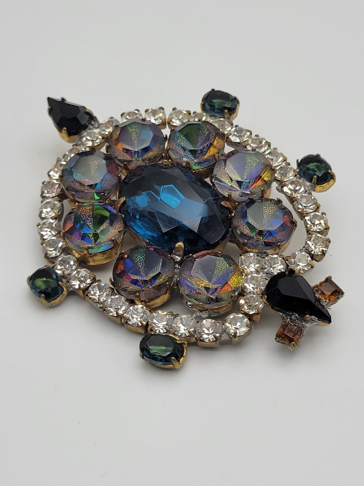 VINTAGE TURTLE MULTICOLOR CZECH RHINESTONE LARGE BROO… - Gem