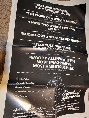 1980 STARDUST MEMORIES vintage movie poster WOODY ALLEN CHARLOTTE ...